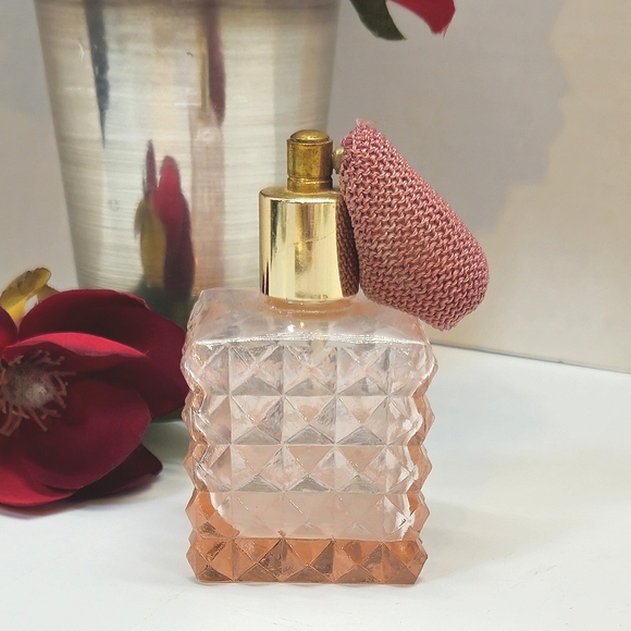 Vintage | Accents | Vintage Pink Cube Glass Perfume Bottle Atomizer ...